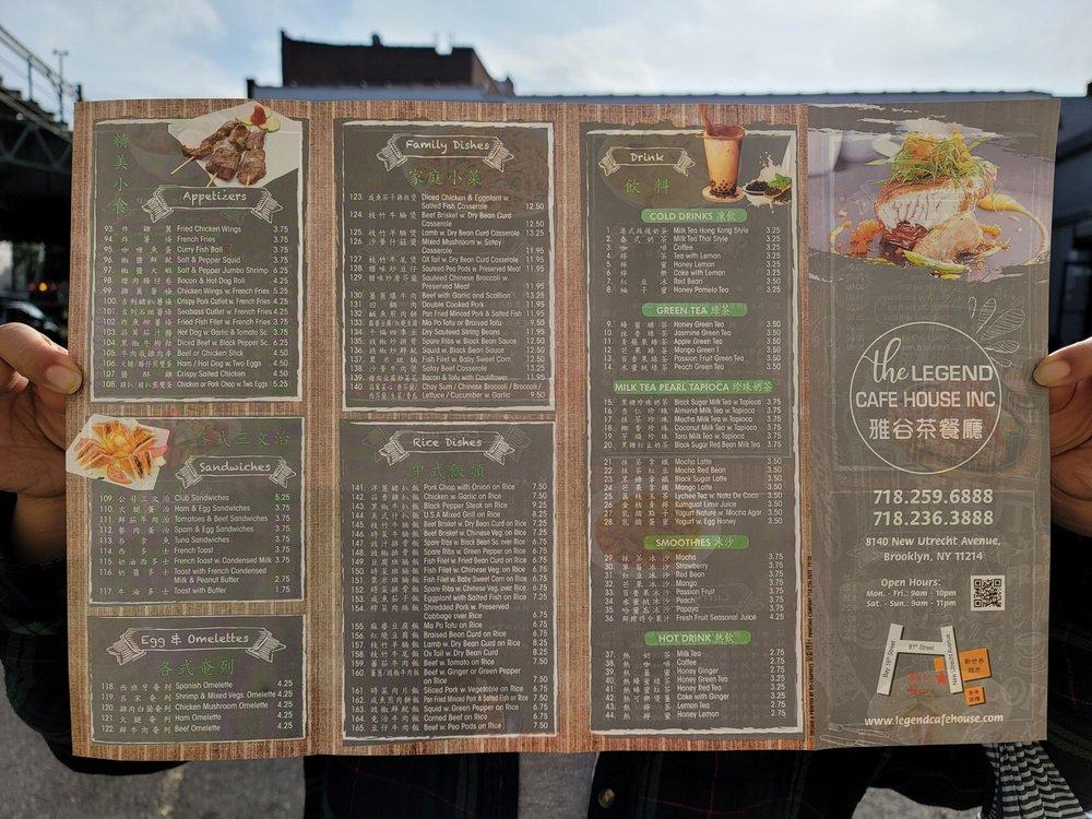 Menu at The Legend Cafe House, New York City