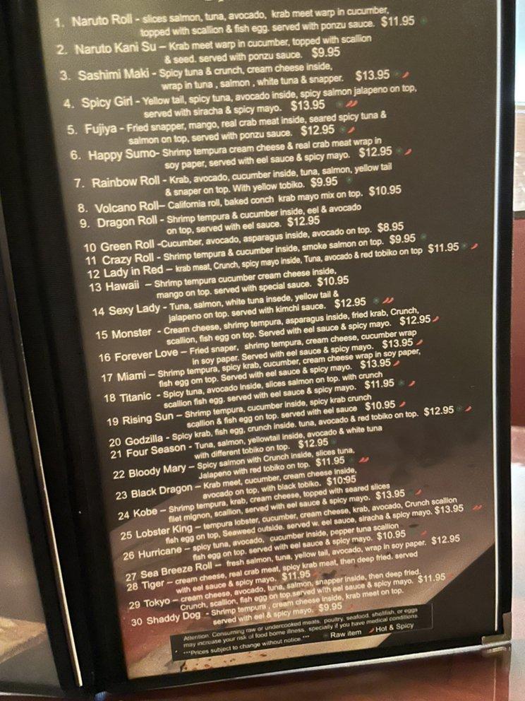 Menu at Fujiya Asian Cuisine restaurant, Houston, Farm to Market 1960 Rd E