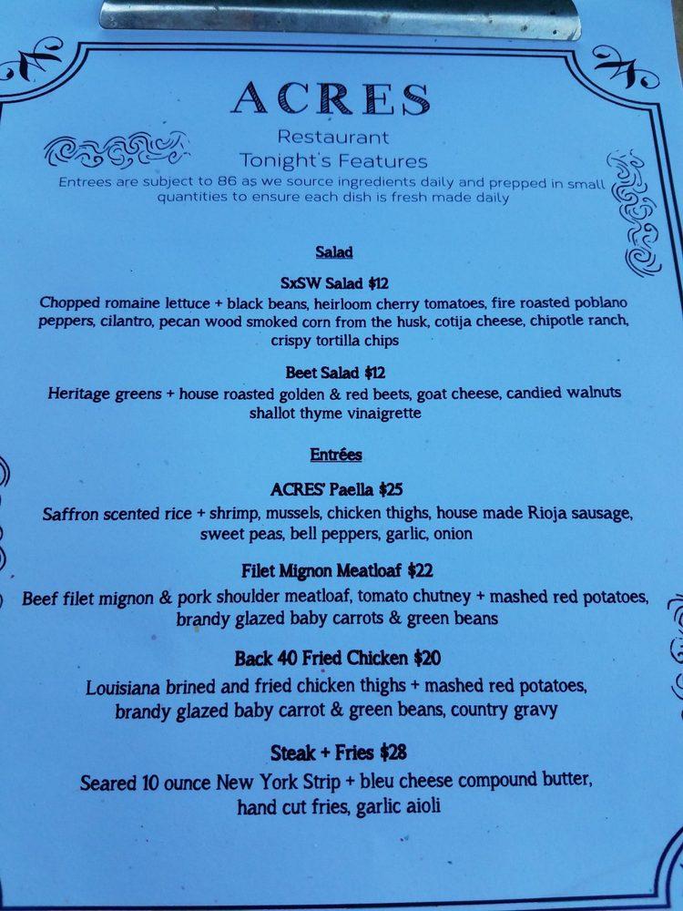 Menu at Acres pub & bar, Englewood