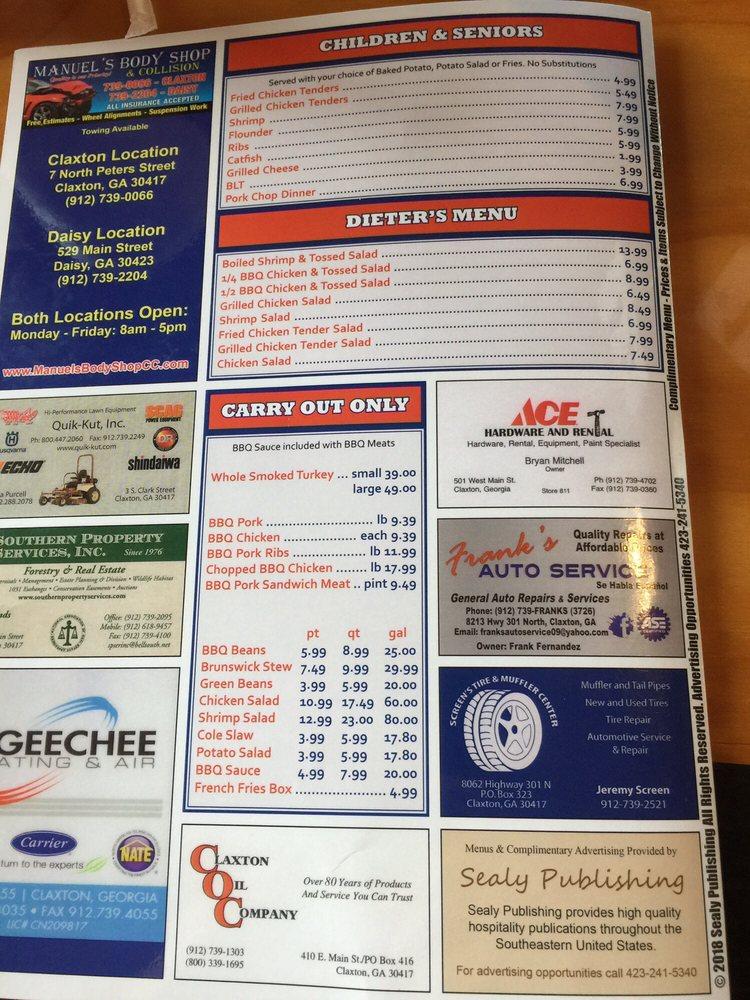 Menu at Harry's Barbeque and Seafood, Hagan