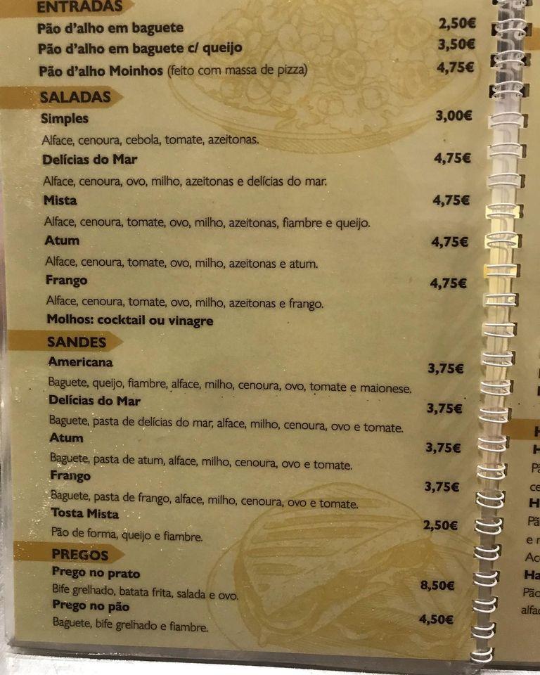 Menu em MOINHOS CAFÉ/RESTAURANTE, Póvoa de Lanhoso