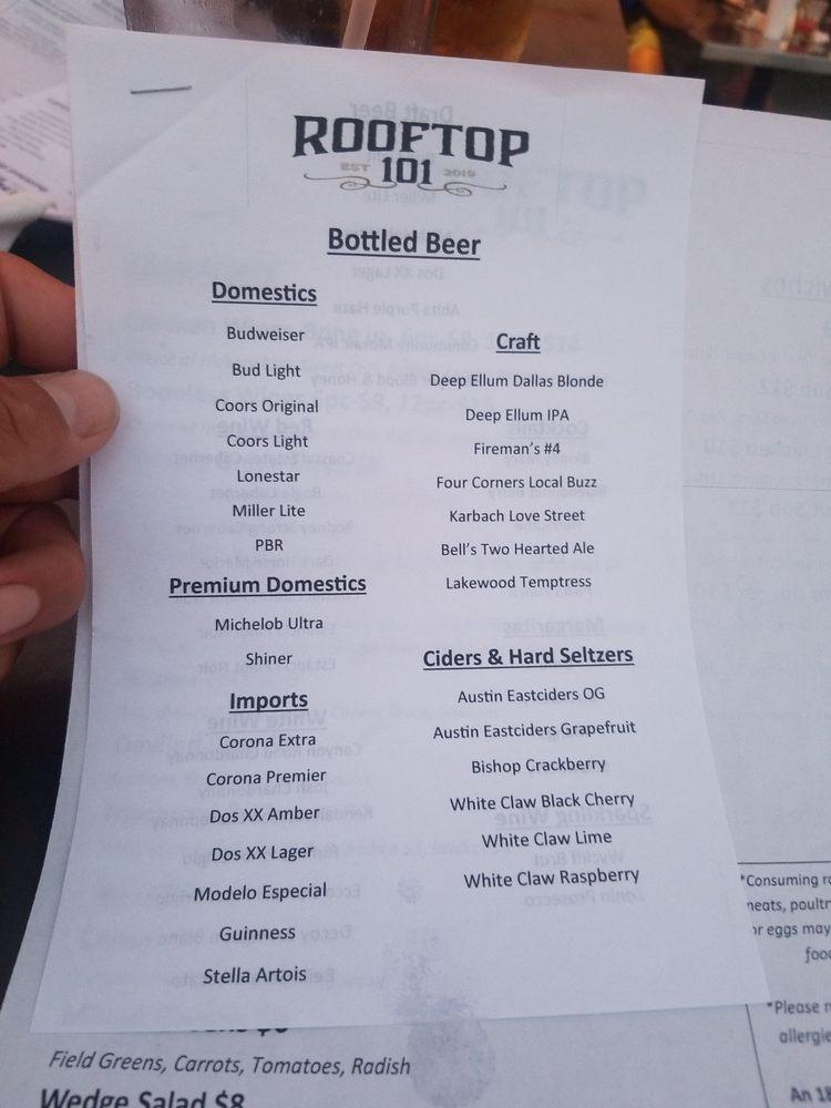 Menu at Rooftop 101 pub & bar, Ennis
