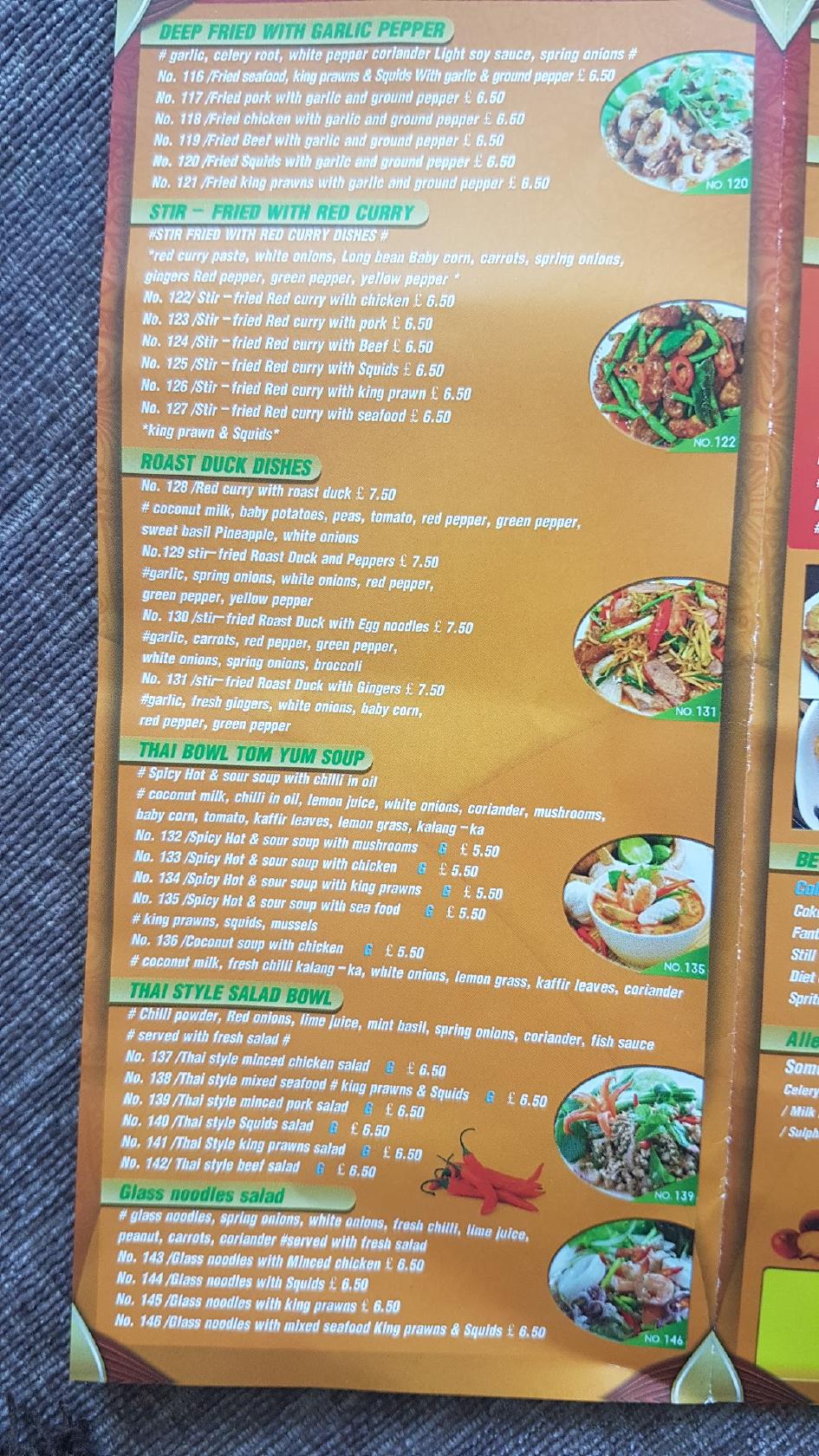 Menu at THAI BOWL restaurant, Plymouth