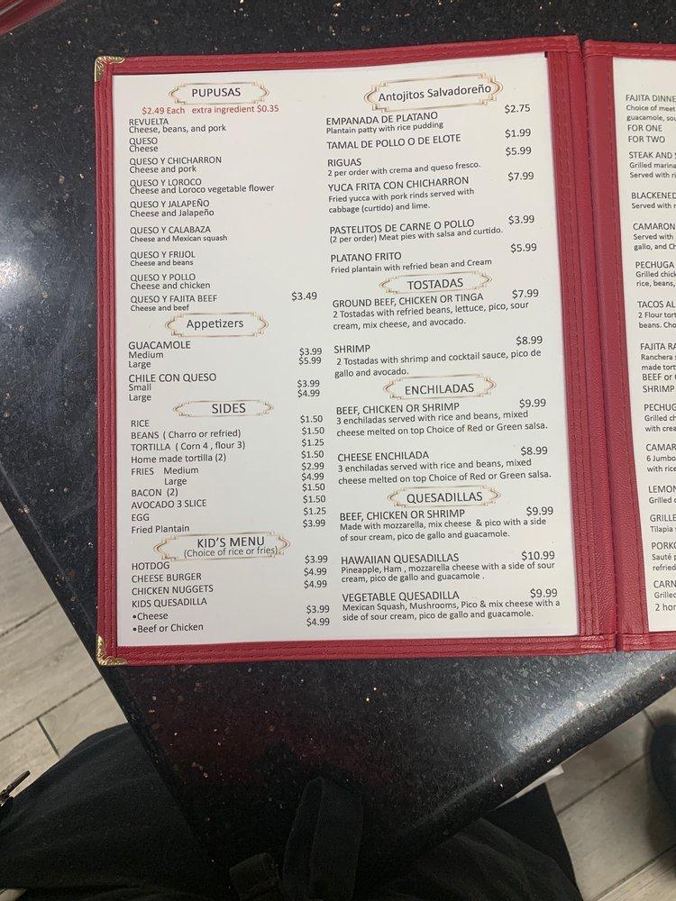 Menu at El Sol Restaurant, Houston