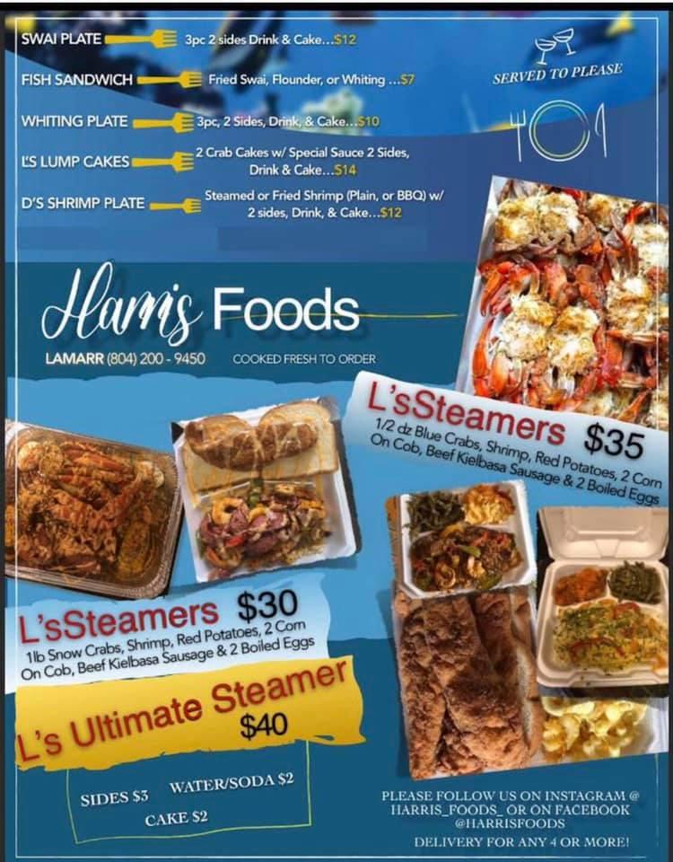 Menu at Harris Food's restaurant, Richmond