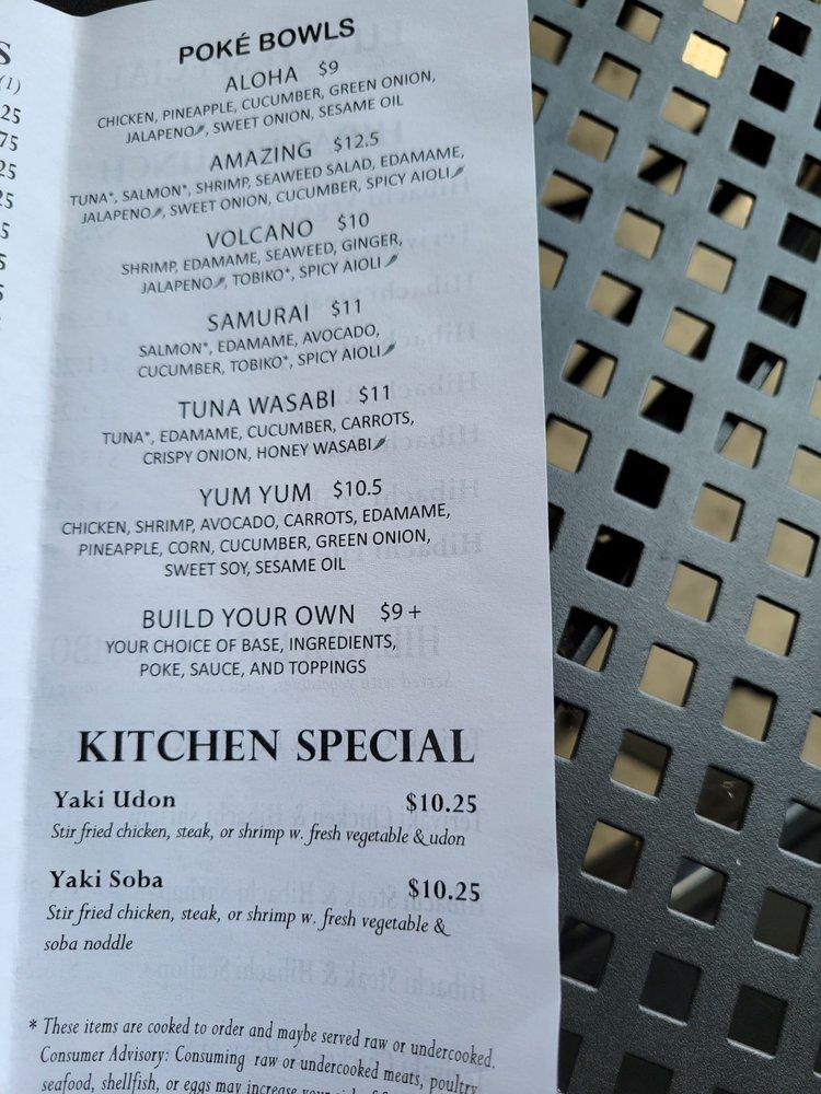Menu at TOKI Jr Japanese Restaurant, North Augusta