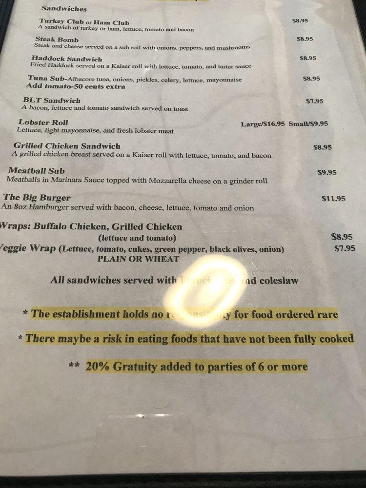 Menu at Bell Buoy Restaurant, Old Orchard Beach, 24 Old Orchard St