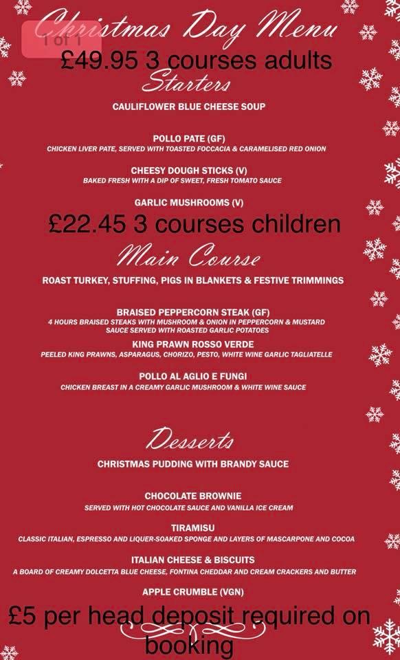 Menu at Casa a Roma restaurant, Whitehaven