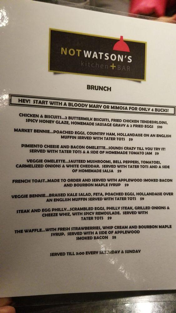 Menu at Not Watson's Kitchen + Bar, Knoxville