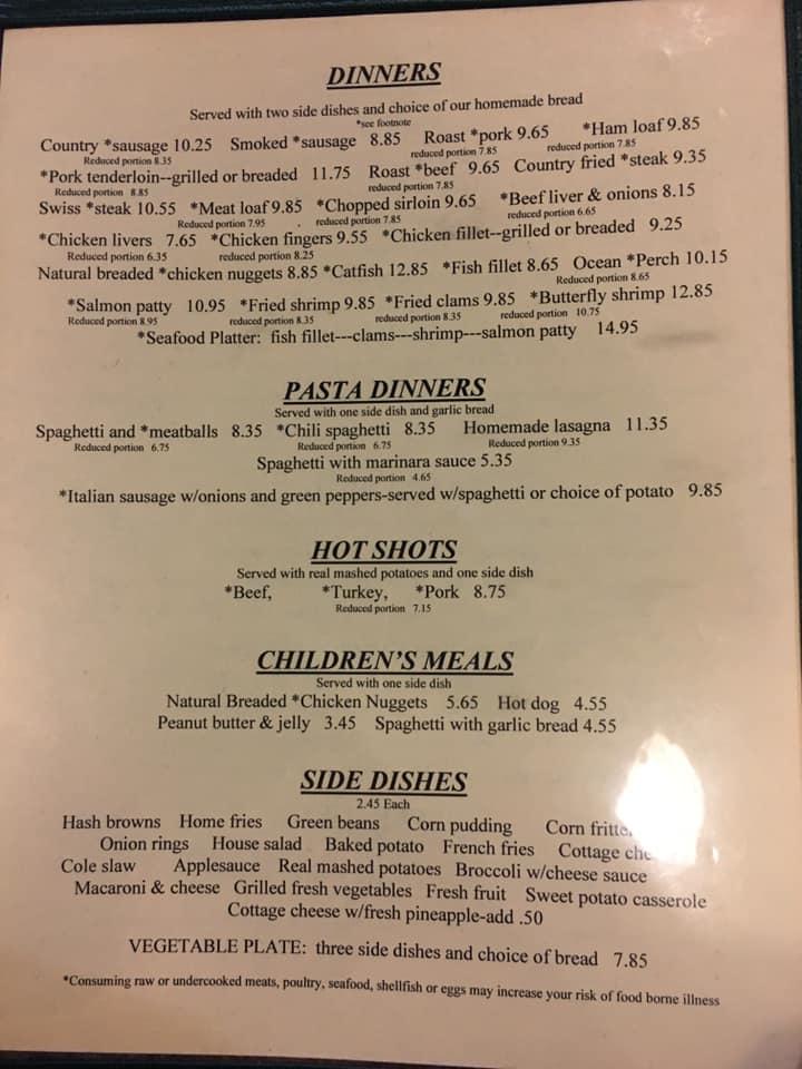 Menu at Pearson House Restaurant, West Milton