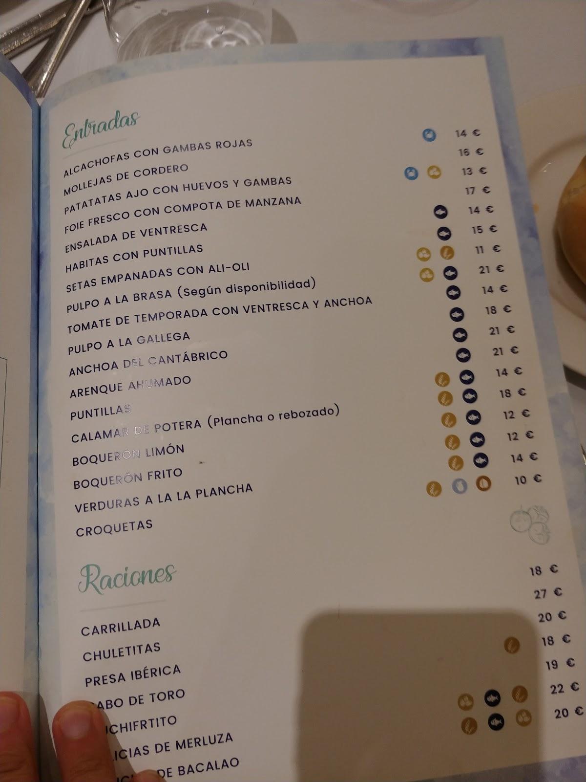 Carta de Restaurante Acrópolis, Toledo