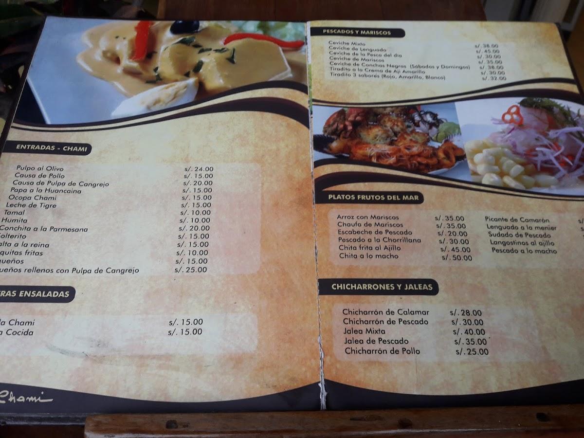 Carta del restaurante Rincón Chami, Miraflores, Av. Alfredo Benavides 2360