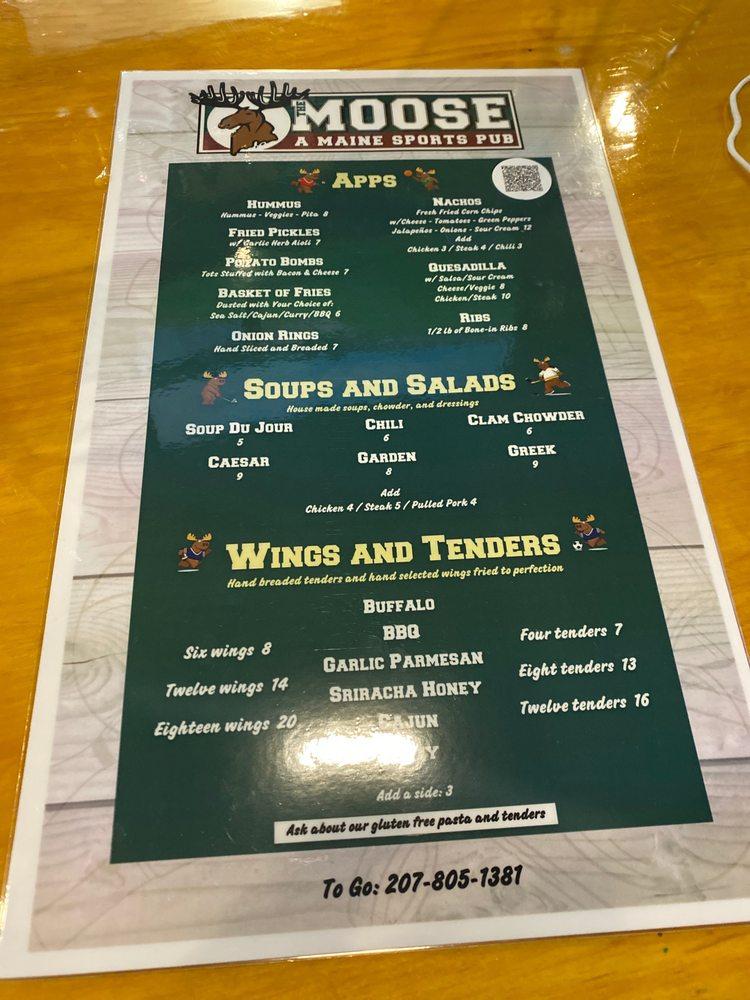 Menu at The Moose: A Maine Sports Pub, Falmouth, 65 Gray Rd Unit 3