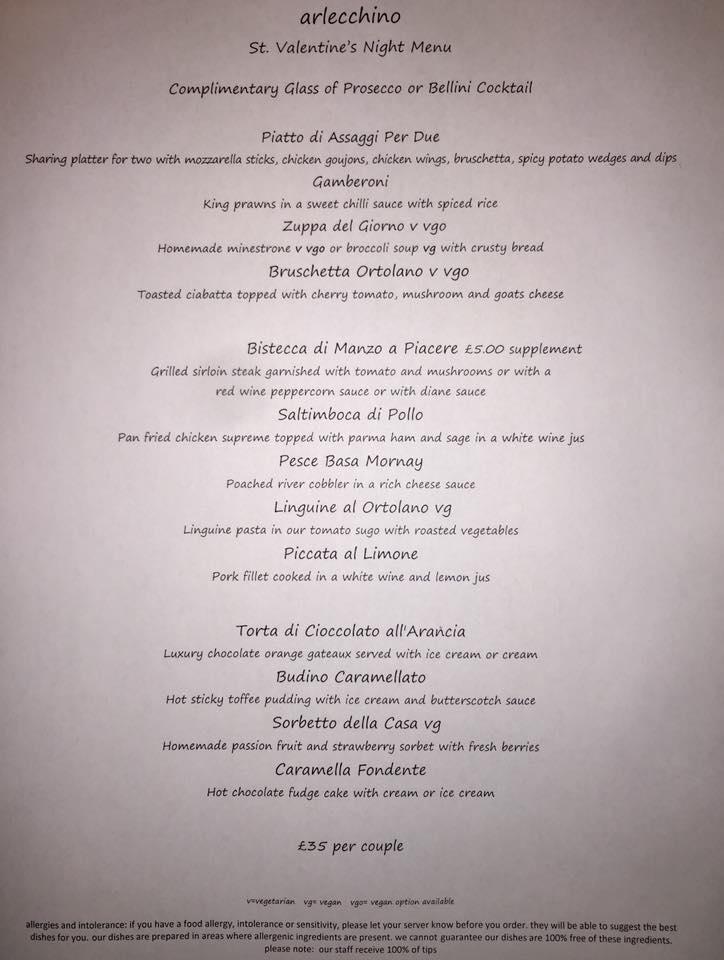 Menu at TGINWGMB restaurant, Greenock
