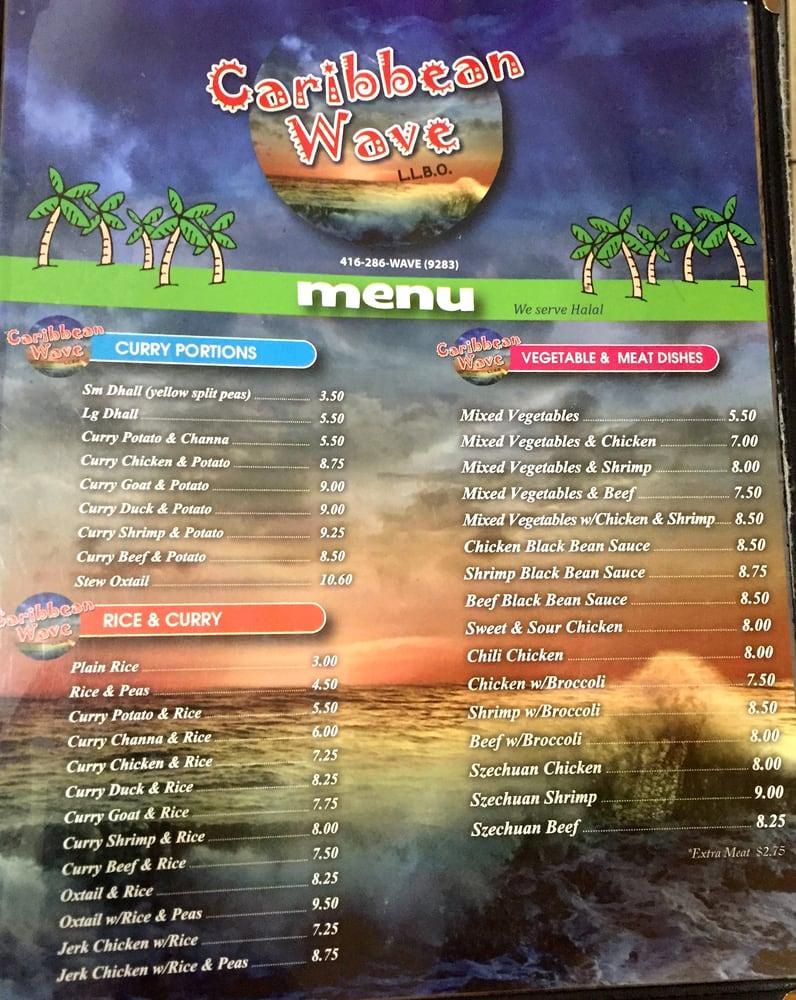 Menu at Caribbean Wave restaurant, Toronto, 875 Milner Ave