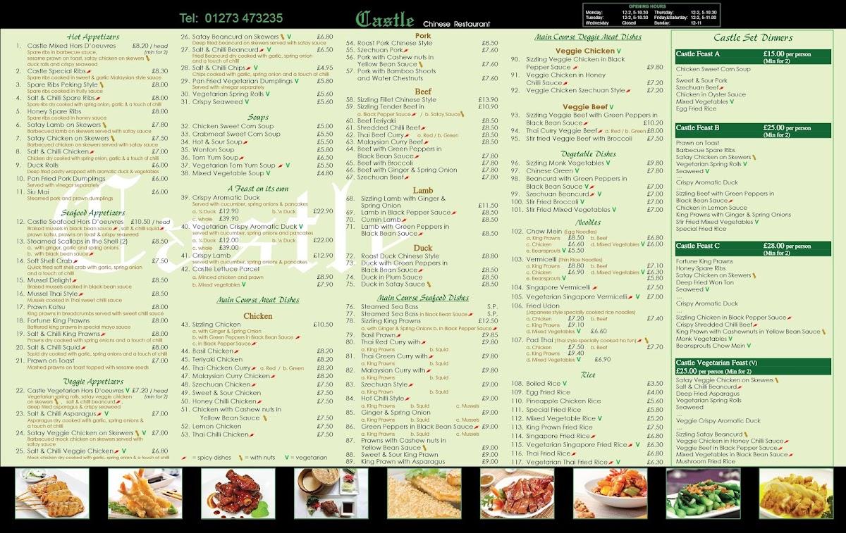 Menu at Castle Chinese Restaurant, Lewes