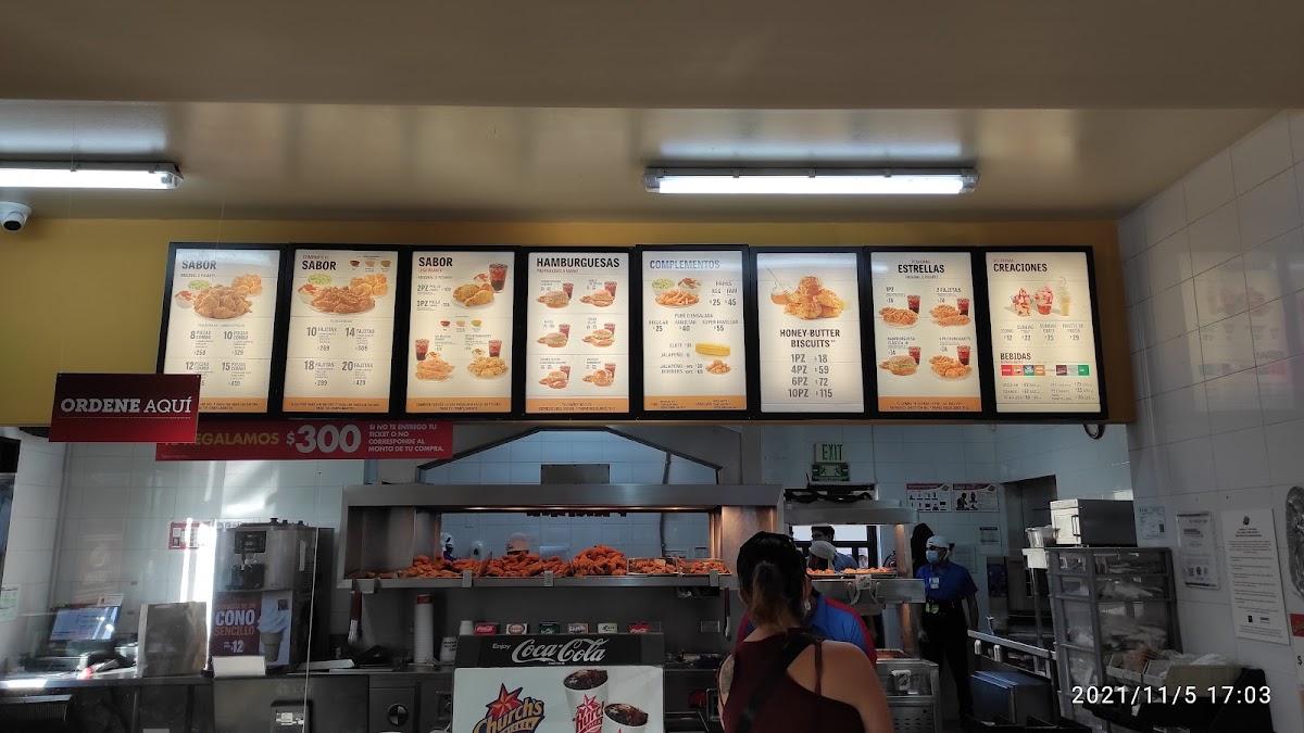 Menu at Church's Texas Chicken restaurant, Cancún, MZA 04 LTE 27 y 28