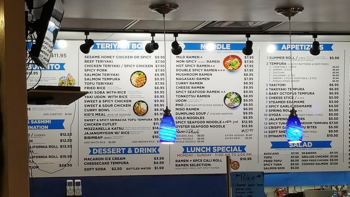 Menu at Poke & Noodle Japanese Cuisine restaurant, El Centro