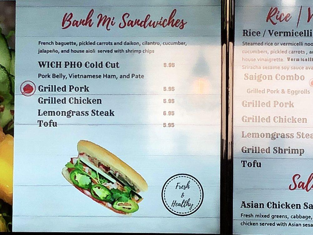 Menu at Wich Phở restaurant, Edmond