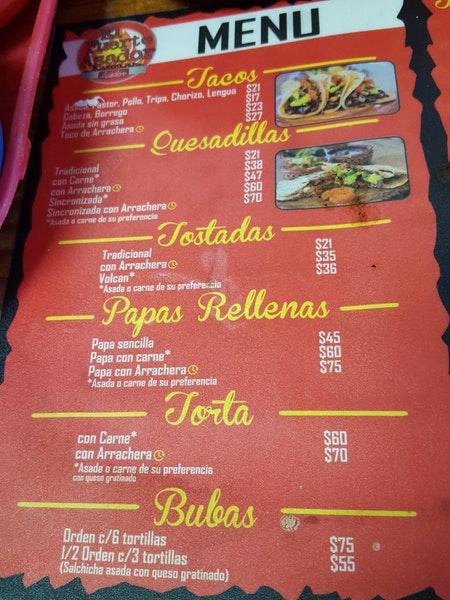 Carta del restaurante Asadero El Fuerte, Mexicali, Av. San Pedro ...
