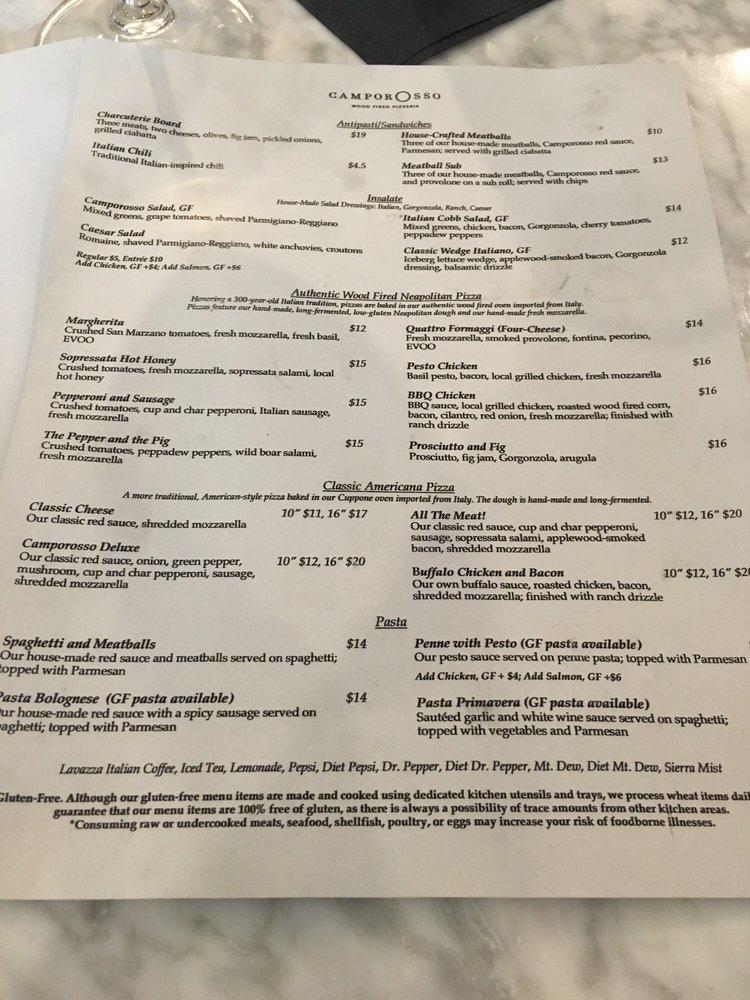 Menu at Camporosso pub & bar, Fort Mitchell