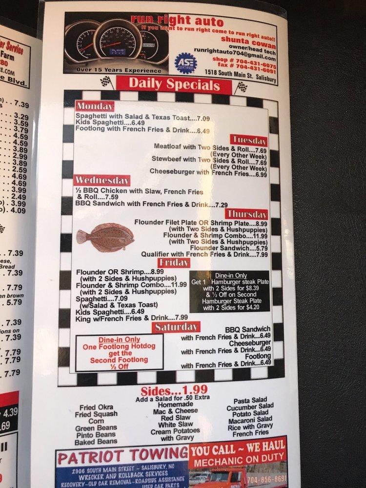 Menu at Checkered Flag Barbecue, Salisbury