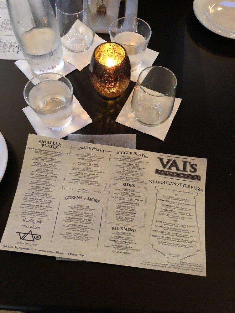 Menu at VAI's Italian Inspired Restaurant Kitchen + Bar, Naperville