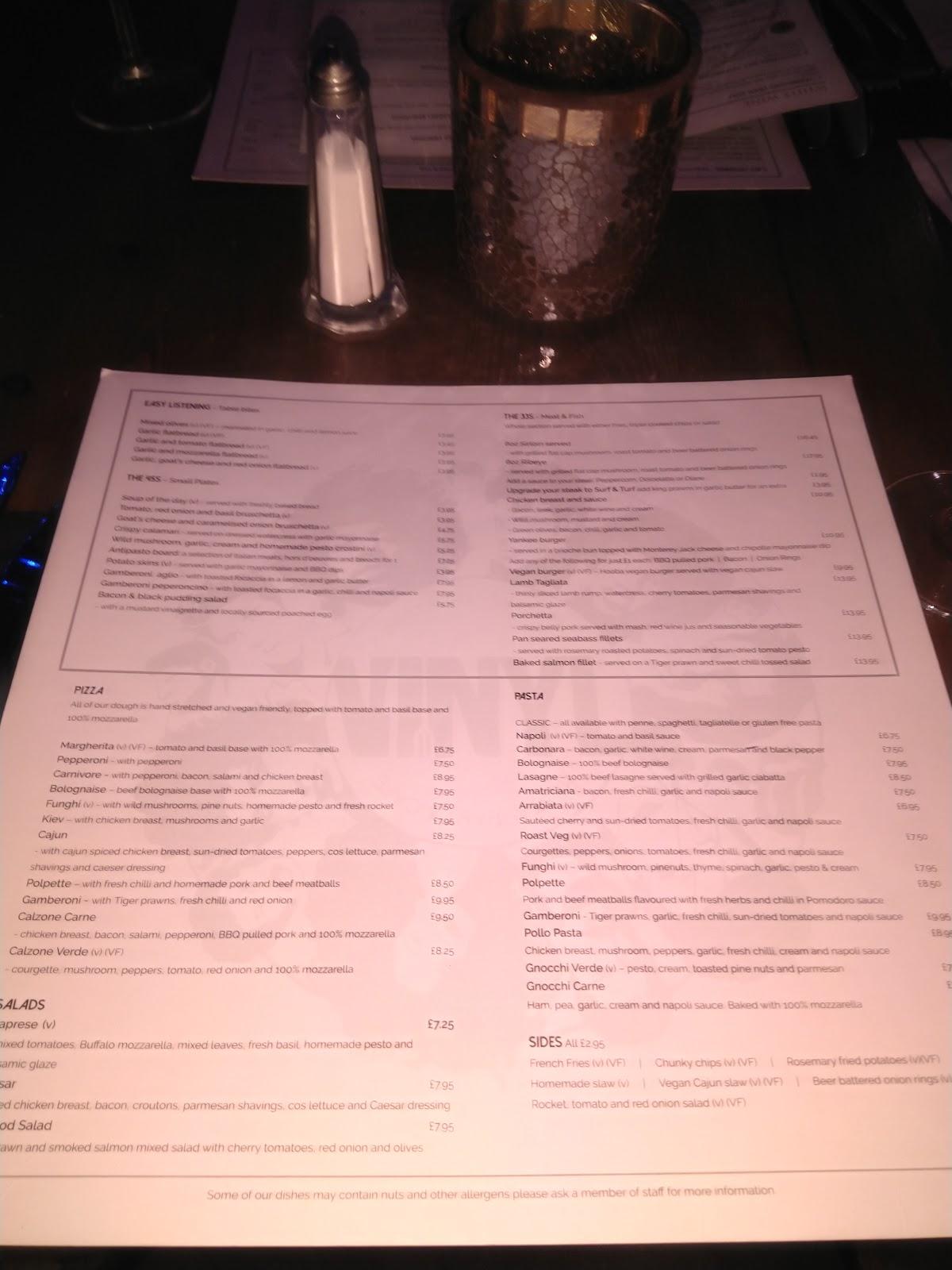 Menu at Vinyl Restaurant & Cafe, Washington