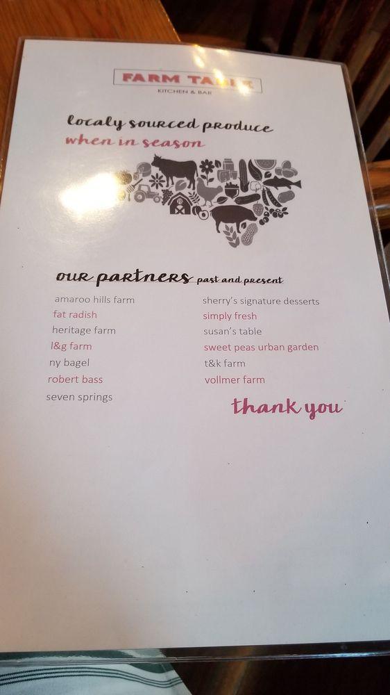 Menu at Farm Table restaurant, Wake Forest