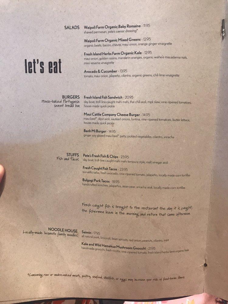 Menu at Monkeypod Kitchen by Merriman - Kaanapali, Maui pub & bar, Lahaina