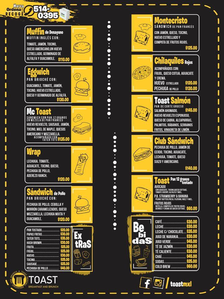 Carta del restaurante TOAST MXLI, Mexicali, Blvd. Benito Juárez 1
