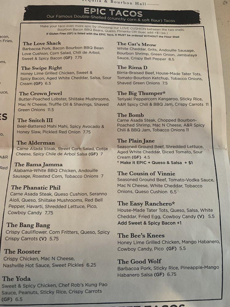 Menu at Agave & Rye New Albany pub & bar, New Albany