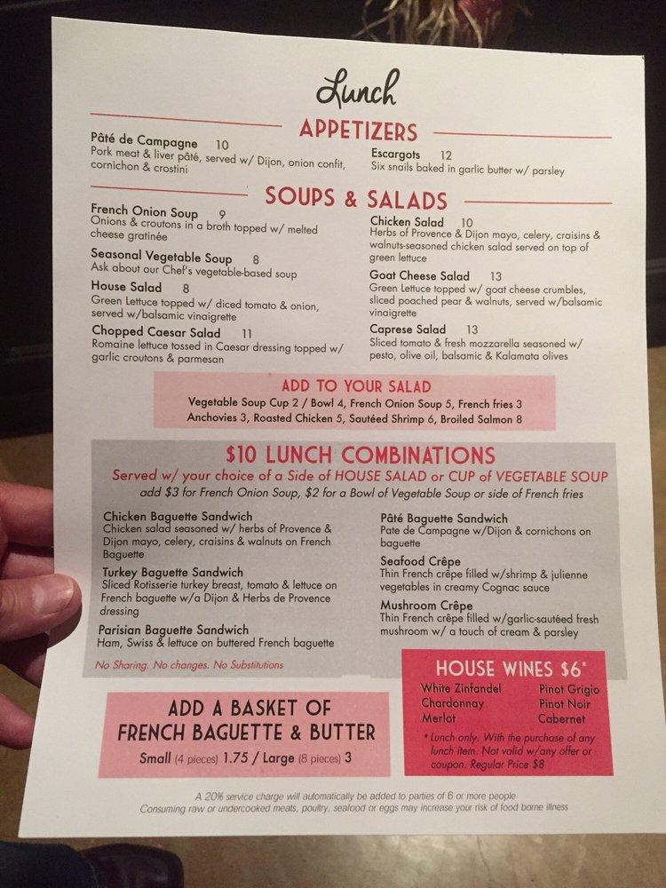Menu at Chez Marie French Bistro restaurant, Boca Raton