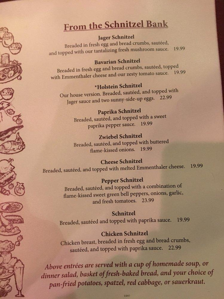 Menu at Friedhelm's Bavarian Inn Restaurant /Bar, Fredericksburg
