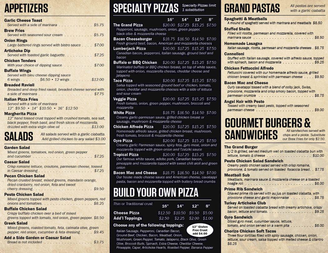 Menu at Grand Pizza pizzeria, Stillwater, 301 2nd St S