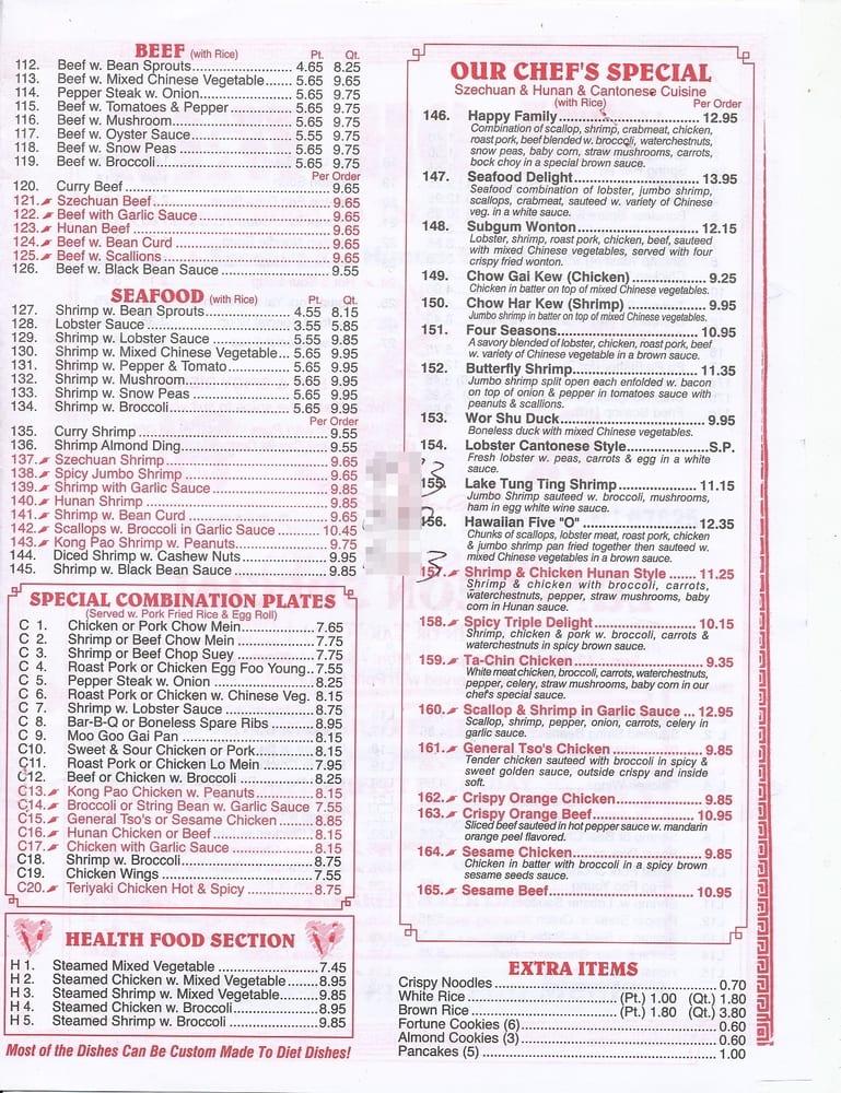 Menu at New Ho Ho Kitchen restaurant, Blairstown