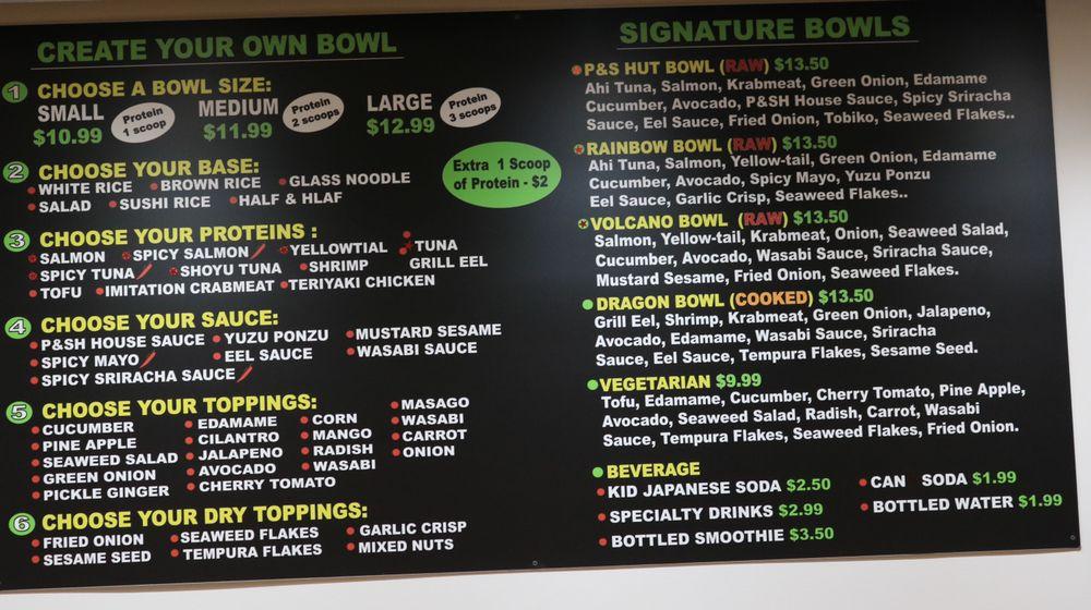 Menu at Poke & Sushi Hut restaurant, Salt Lake City