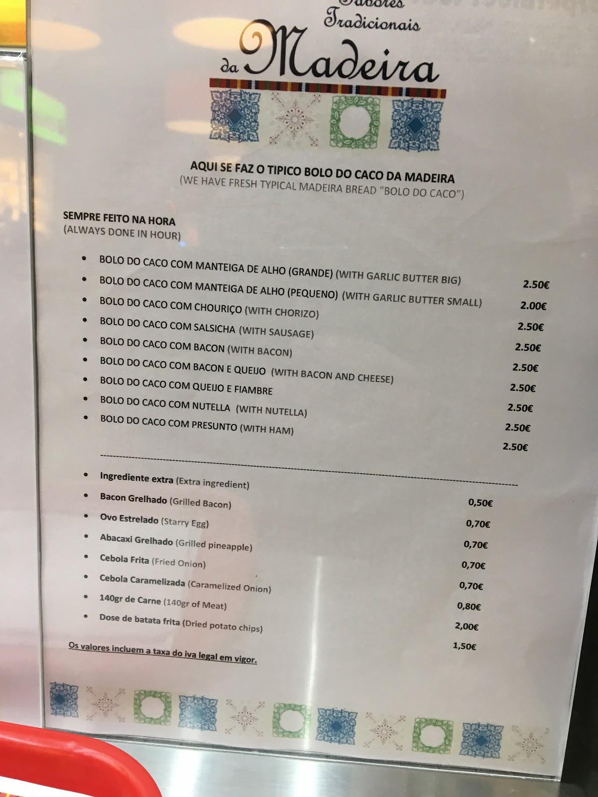 Carta del restaurante Sabores tradicionais da Madeira, Guimaraes, R. 25 ...
