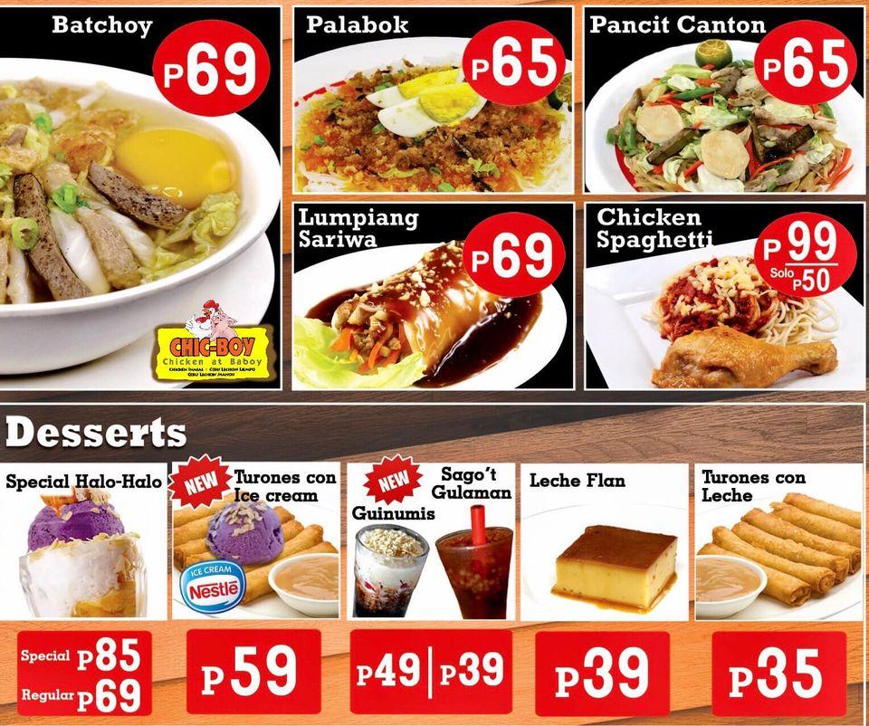 Menu at Chic-Boy Bambang, Nueva Vizcaya restaurant, Bambang