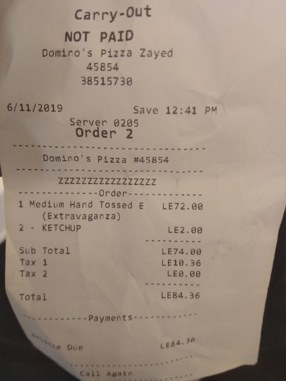 Speisekarte von Domino's Pizza, Sheikh Zayed City, Hyper One