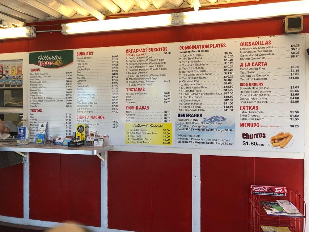 Menu at Gilberto's Tacos Mexican Restaurant, Citrus Heights