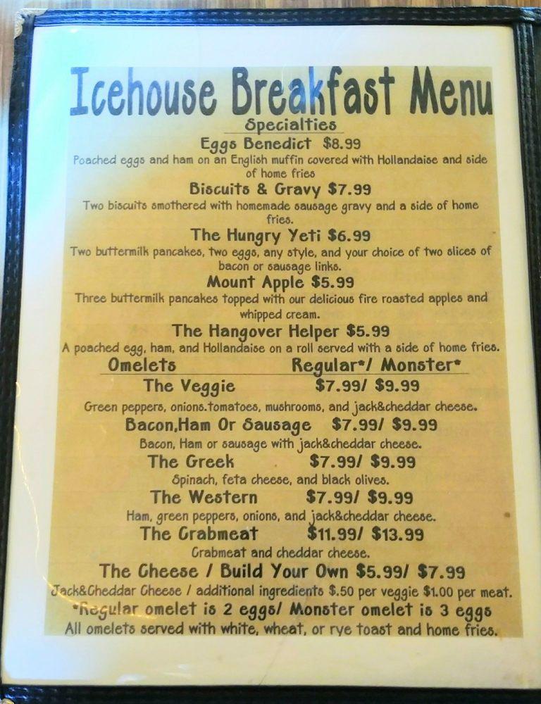 Menu at Icehouse Restaurant, Virginia Beach