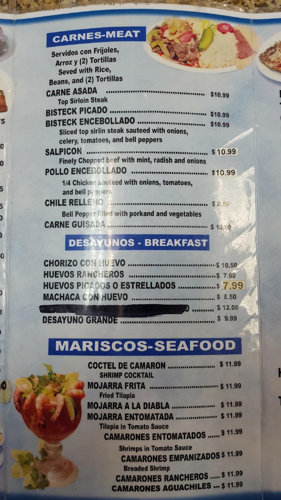 Menu at La Bamba restaurant, Los Angeles, Osborne St