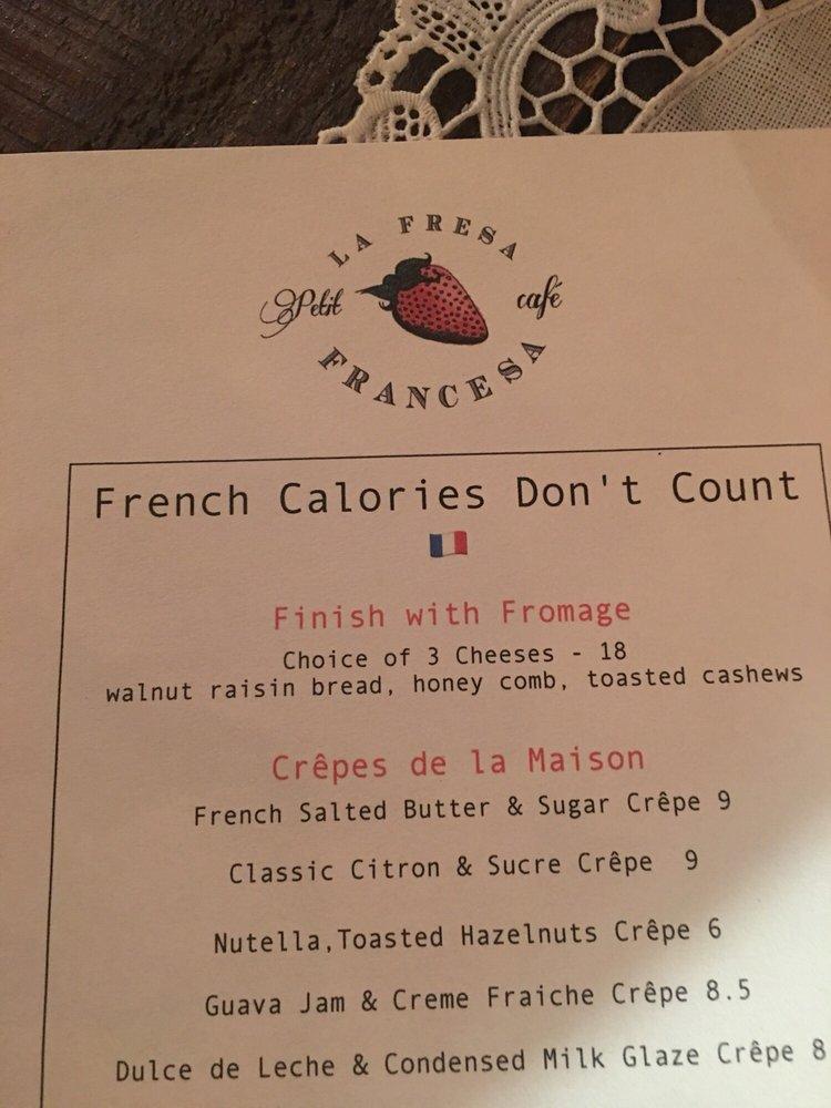 Carta del pub y bar La Fresa Francesa, Hialeah