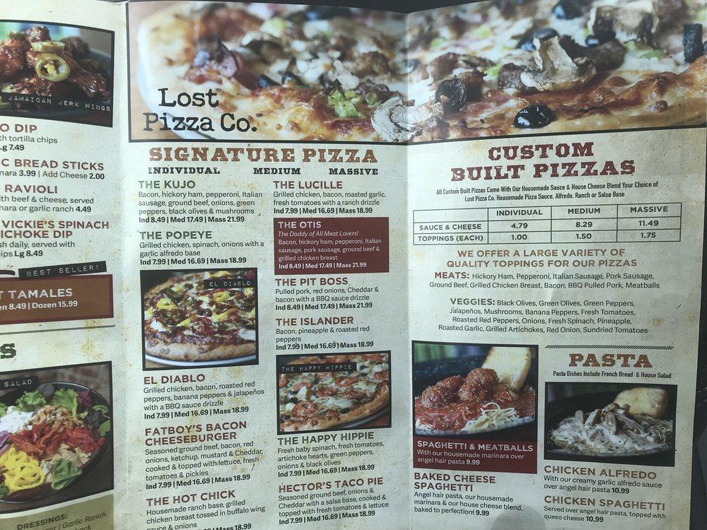 Menu at Lost Pizza Co. pizzeria, Jonesboro