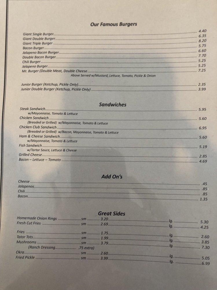 Menu at Mr Burger fast food, Great Bend, 10th St