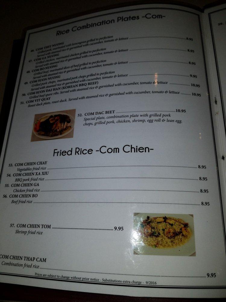 Menu at Saigon Basil restaurant, Northglenn