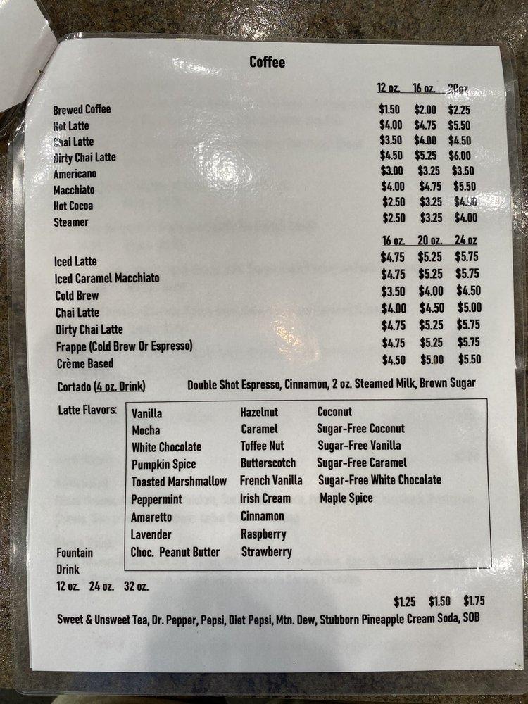 Menu at Ten Arrows Coffee & Bistro cafe, Blanchard