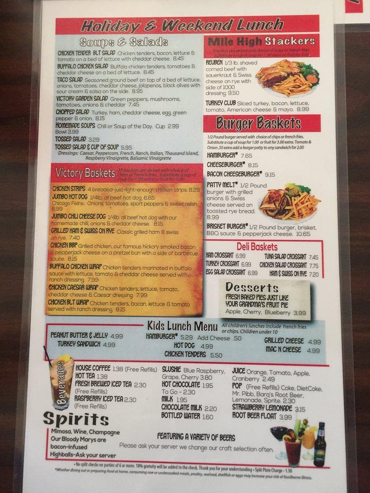 Menu at Victory Café cafe, Galena