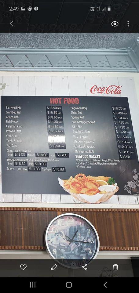 Menu at White Rose Cafe, Temora